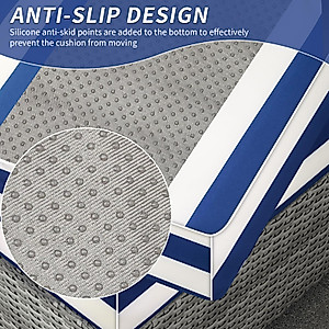 3 Pack Outdoor Patio Seat Cushions Replacement Covers Fit for Outdoor Furniture 4 Pieces Wicker Rattan Furniture Patio Conversation Set Loveseat Chair，Cover Only (Blue and White, 18x18x2,36x18x2)