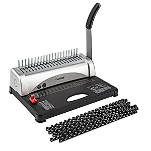 TIANSE Binding Machine, 21-Holes, 450 Sheets, Comb Binding Machines with Starter Kit 100 PCS 3/8'' Comb Bind Spines, Comb Binder Machine Book Maker Perfect for Letter Size, A4, A5 or Smaller Sizes