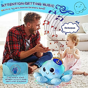 Baby Infant Crawling Walking Toys,MOJINO Tummy Time Plush Octopus Toy Gifts 3 4 5 6 7 8 11 12 Babies Walker Boy Girl 3-6 6-12 Learning 9-12 12-18 Toddler 36 Months Old Music Development Birthday Gift