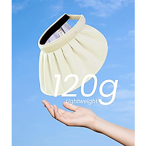 BENEUNDER Visor Hats for Women UPF50+ UV Protection, Adjustable Foldable Wide Brim Sun Hats, Lightweight for Summer Travel (24 Black)