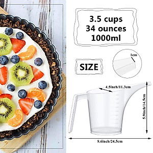 Vankcp 6 Pieces 1000ML/34Oz Funnel Pitcher Liquid Measuring Cup Set Pancake Batter Pitcher, Measure Fill for Soap Making, Filling Muffin Salt Shakers Spice Jars Watering Funnel for Plants (6 Pack)