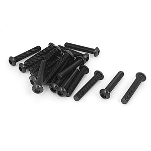 uxcell a15092400ux0159 M6 x 35mm Alloy Steel Hex Socket Button Head Screws Black (Pack of 20)