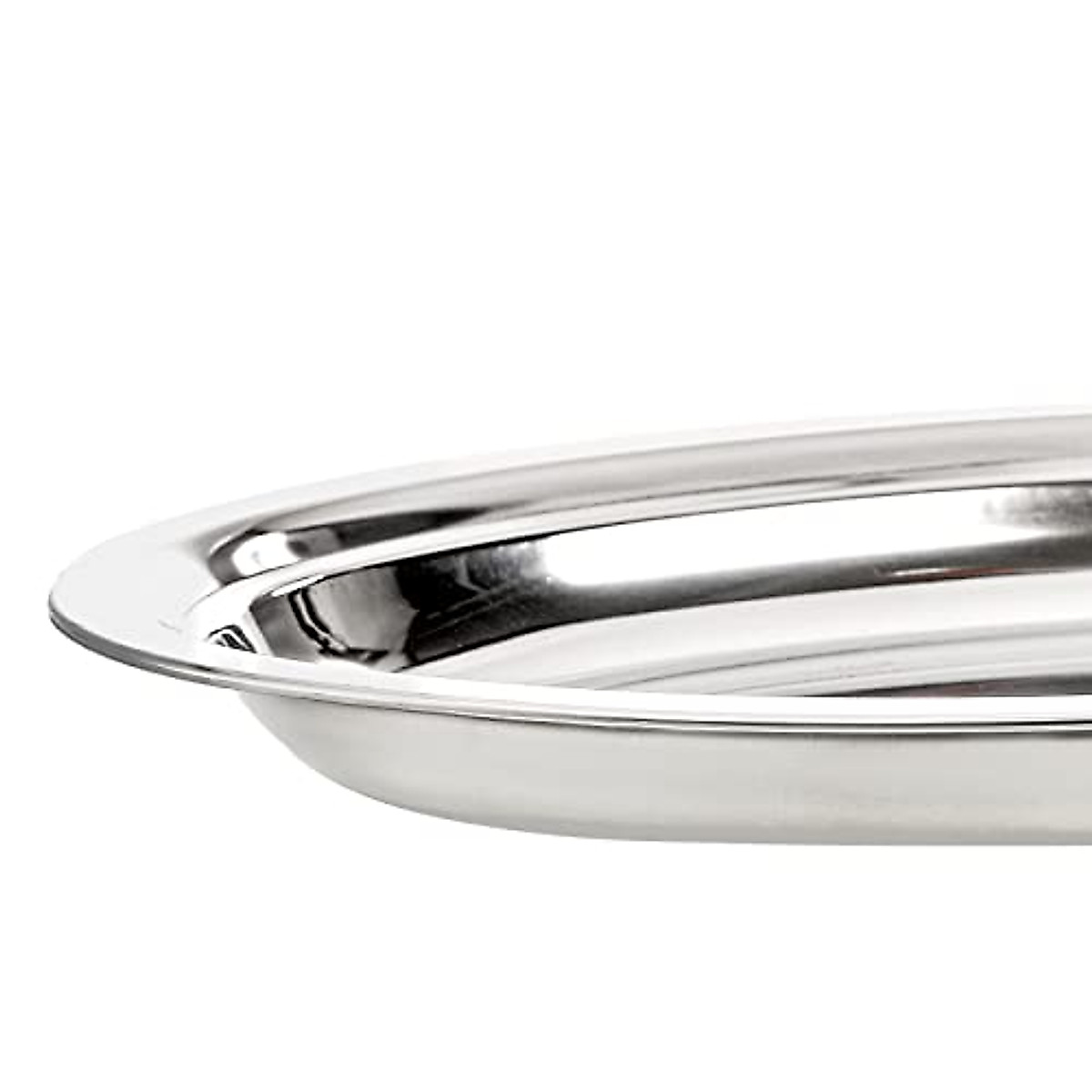 Suwimut 6 Pack Stainless Steel Oval Platter, Heavy Duty Mirror Polish Large Sizzling Platter Serving Tray Fish Plate for Steaming Fish Dessert Meat Sushi, 14-Inch by 8.7-Inch, Silver
