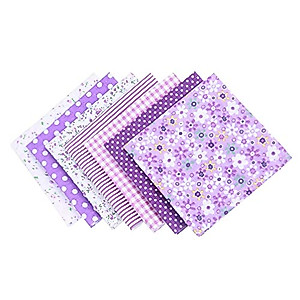 Artibetter Towel Sheets 7pcs Patchwork Fabric Quilting Fabric Squares Cotton Precut Quilt Sewing Floral Fabrics for DIY Craft (Purple) Quilted Fabric