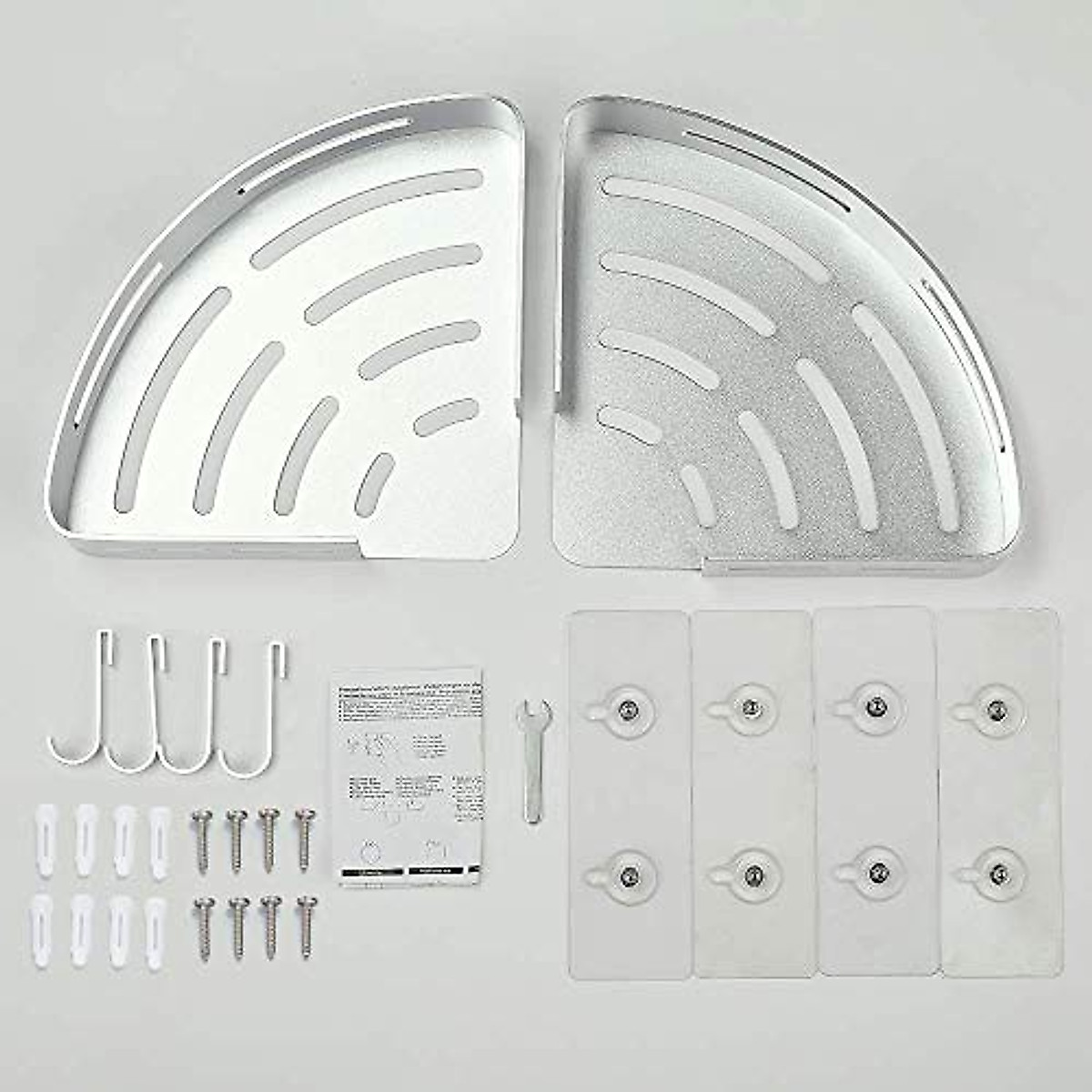 GRICOL Shower Shelf Corner Adhesive Bathtub Caddy Wall Mounted Bathroom No Drill Aluminum Basket Storage for Shampoo Kitchen Organizer with Razor Holder-2 Pack