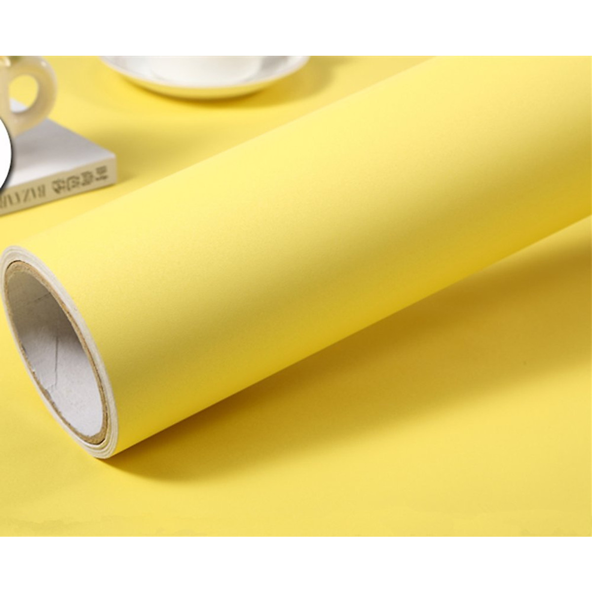 Yija Solid Color Frosted Waterproof Wallpaper Shelf Drawer Liner Self-Adhesive Cabinet Sticker 15.6 Inch by 98 Inch (Light Yellow)