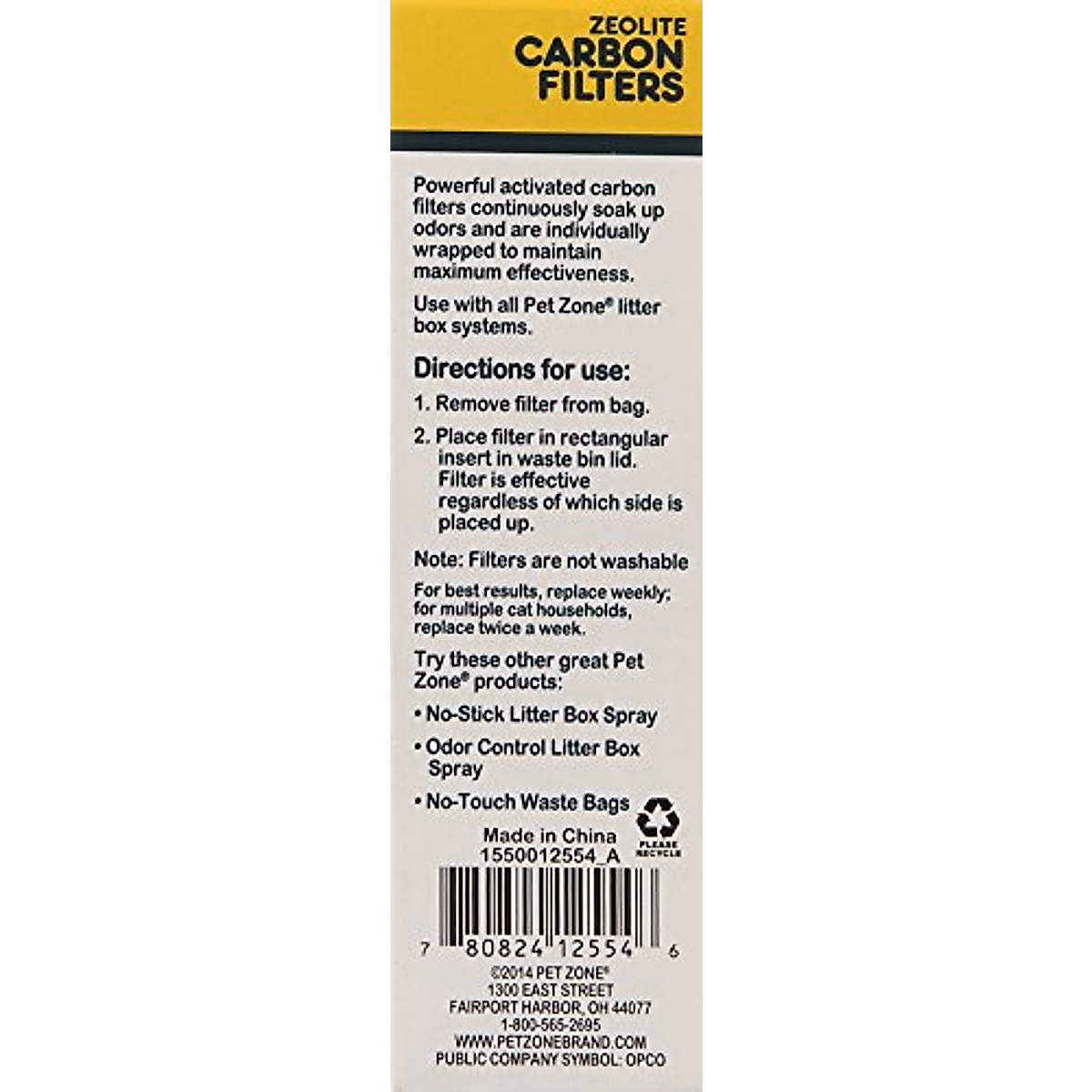 Pet Zone Odor-Neutralizing Carbon Litter Box Filters, 6-Pack