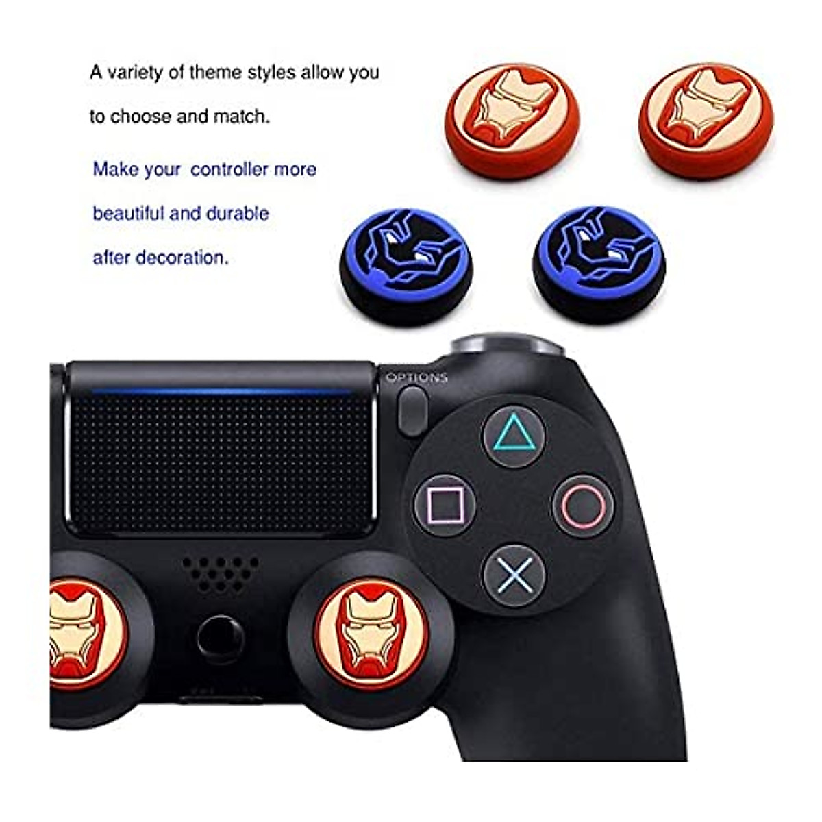 2Pcs Analog Thumb Grip Stick Cover, Dualsense Wireless Controllers Game Remote Joystick Cap, Fantastic Non-Slip Silicone Handle Protection Cover for PS5/PS4/Xbox one/360/NS PRO (Iron-mn))