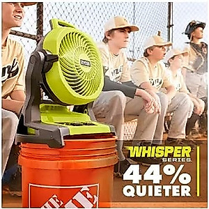 RYOBI ONE+ 18V Cordless 7-1/2 in. Bucket Top Misting Fan Kit with 1.5 Ah Battery and Charger Yellow/Black Medium PCL85 (Renewed)