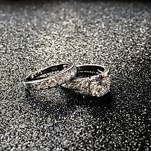 Womens 1.5 Carat Sterling Silver 925 Engagement Bridal Ring Set Round-Cut Cubic Zirconia