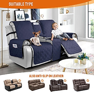 VANSOFY Loveseat Recliner Cover with Console 100% Waterproof Sofa Slipcovers Non-Slip Reclining Couch Cover Split Sofa Covers Furniture Protector for Pets, Dogs(Dark Blue)