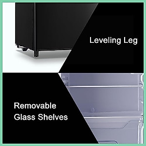 WANAI Compact Refrigerator 3.2 Cu.Ft Mini Black Fridge With Freezer Single Door Mini Refrigerator with 5 TEMP Modes for Dorm Office Bedroom