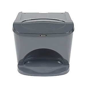 Glasdon Nexus Stack 8G Battery Recycling Bin (Dark Gray, Blue Battery Recycling Decals) – Compact 8-Gallon Stackable Battery Recycle Containers – 1 x 8-Gallon Multi-Waste Battery Bin