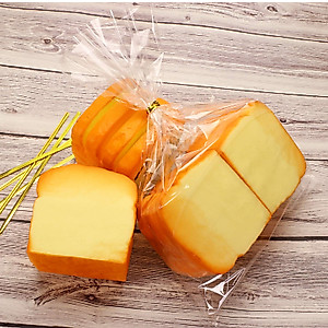 Mini Skater 8" x 12" Clear Treat Bags OPP Cello Cellophane Flat Bag With 50Pcs Gold Color Twist Ties For Wedding Gift Candy Cookie Bakery Bread Dessert, 50Pcs