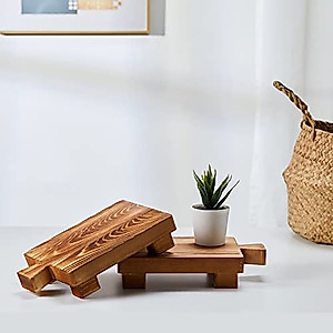 SOONOW Farmhouse Kitchen Decor - Wood Riser for Display, Decorative Wooden Pedestal Stand for Kitchen Counter, Rustic Display Tray for Home and Bathroom Decor (Brown*2)