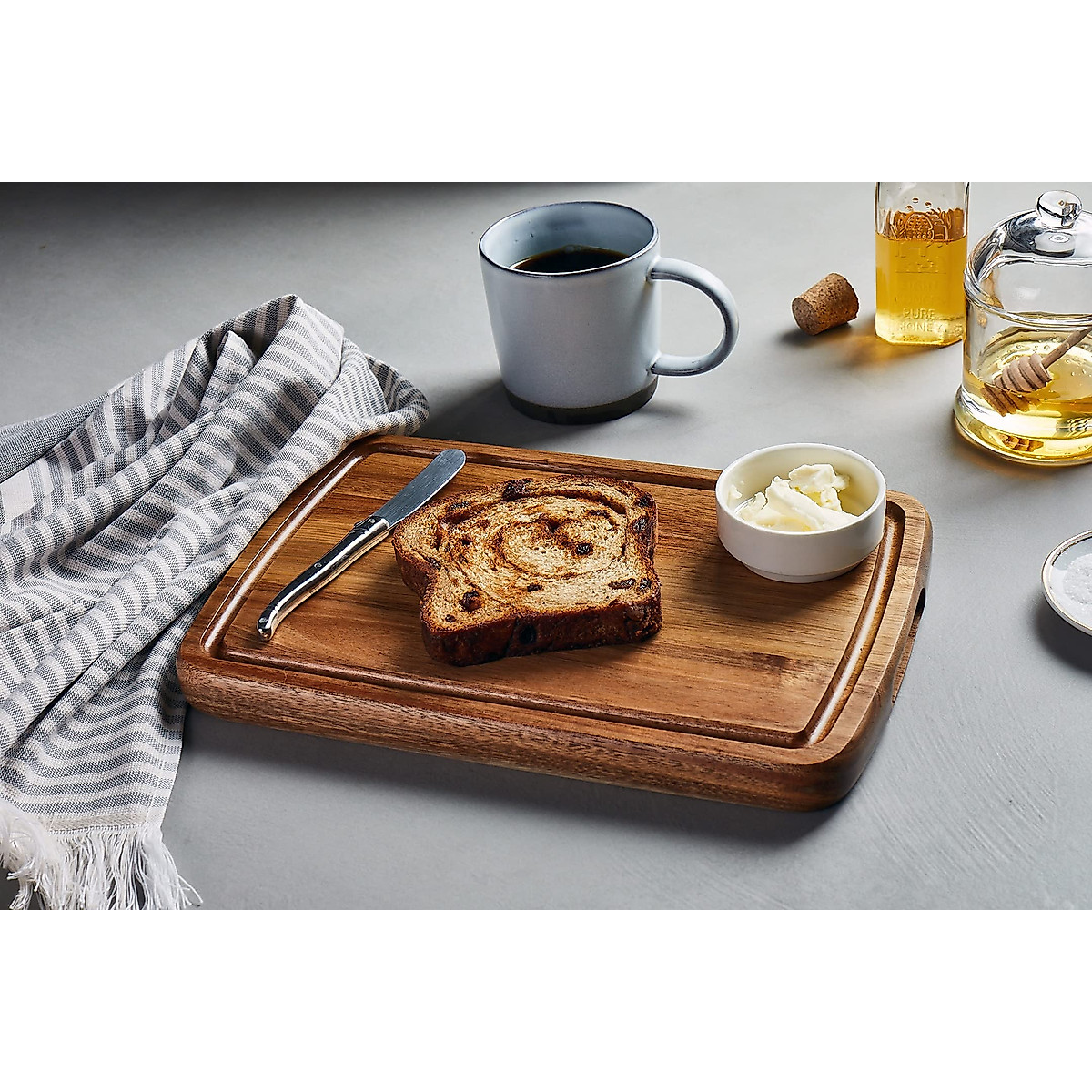 Set of 2 Sonder Los Angeles Acacia Wood Cutting Boards with Juice Groove, Gift Box Included - Small & Medium Sizes: 14x10x1in & 12x8x1in. Ideal for Meat, Vegetables, and Organic Produce Sustainable