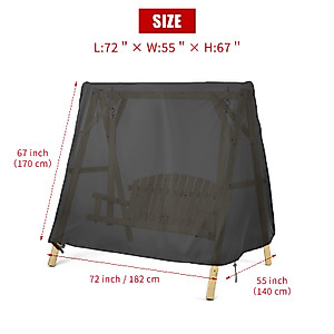 Kasla Outdoor Swing Cover, A Frame Patio Swing Cover,Swing Cover for Outdoor Furniture Porch Cover Glider Hammock Cover Waterproof 72" LX55 WX67 H