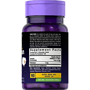 Carlyle Kids Melatonin 1mg | 120 Chewable Tablets | Fruit Flavor | Vegetarian Supplement | Non-GMO, Gluten Free Formula