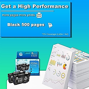 232XL Ink Cartridges Remanufactured Replacement for Epson 232 XL Black Ink Cartridges for XP-4200 XP-4205 WF-2930 WF-2950 Printer(2 Black 232XL Ink Cartridges)