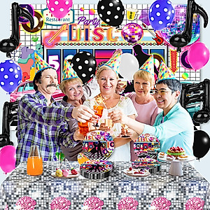 50s Party Decorations - Music Birthday Party Supplies Backdrop Banner- Paper Dinner Dessert Plates Tinsel Curtains Tablecloth Balloons 50's Music Theme Birthday Party Decorations Party Favors