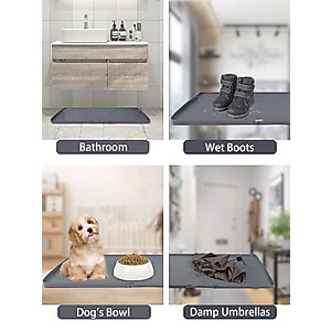 Silicone Under Sink Mat, 34'' x 22'' Kitchen Sink Liner Drip Tray, Waterproof Cabinet Sink Protector Mats with Unique Outfall for Kitchen Bathroom Leaks