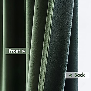 MIULEE Olive Green Velvet Curtains Thermal Insulated Blackout Curtain Drapes for Bedroom Living Room Darkening 84 Inches Long Curtains Panels Rod Pocket Set of 2