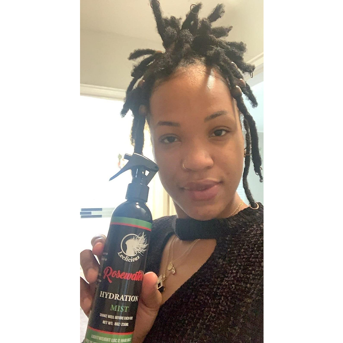 LOCLICIOUS Hydrating Rose Water for Hair Mist Loc Spray |Moisturizer for Healthy Hair Nourishes All Type of Locs Two strands Dreadlocks & Braids| Infused with Aloe, Oil, Rosewater & Glycerin Spray 8oz