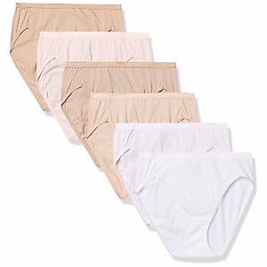 Hanes Ultimate womens 6-pack Breathable Cotton Hi-cut Panty Briefs, Soft Taupe, White, Nude, Light Buff, Nude Heather, Sugar Flower Sweet Dot, 9 US
