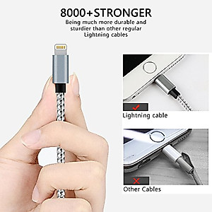 iPhone Charger, 4Packs(3ft 6ft 6ft 10ft)Charging Cable MFi Certified USB Lightning Cable Nylon Braided Fast Charging Cord Compatible for iPhone13/12/11/X/Max/8/7/6/6S/5/5S/SE/Plus/iPad(Grey+ White)