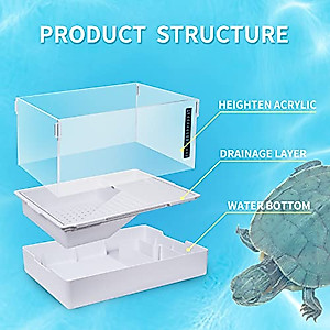 AMZOO Turtle Tank, Tortoise Habittat Breeding with Water Pump Filter Layer for Aquarium Small Turtles Reptiles Hermit Crabs