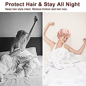 Atudew Satin Bonnet, 2PCS Silk Bonnet, Hair Bonnet for Black Women for Curly Hair Sleeping, Silk Sleeping Cap, Satin Sleep Cap, Satin Night Cap, Hair Cap for Sleeping, Sleep Bonnet, Adjustable