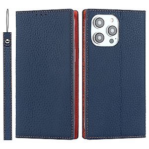 Ｈａｖａｙａ for iPhone 15 Pro Max leather case iPhone 15 Pro Max wallet case with Card Holder Flip Folio Genuine Leather cover with credit card slots for men and women-Deep blue Phone Case