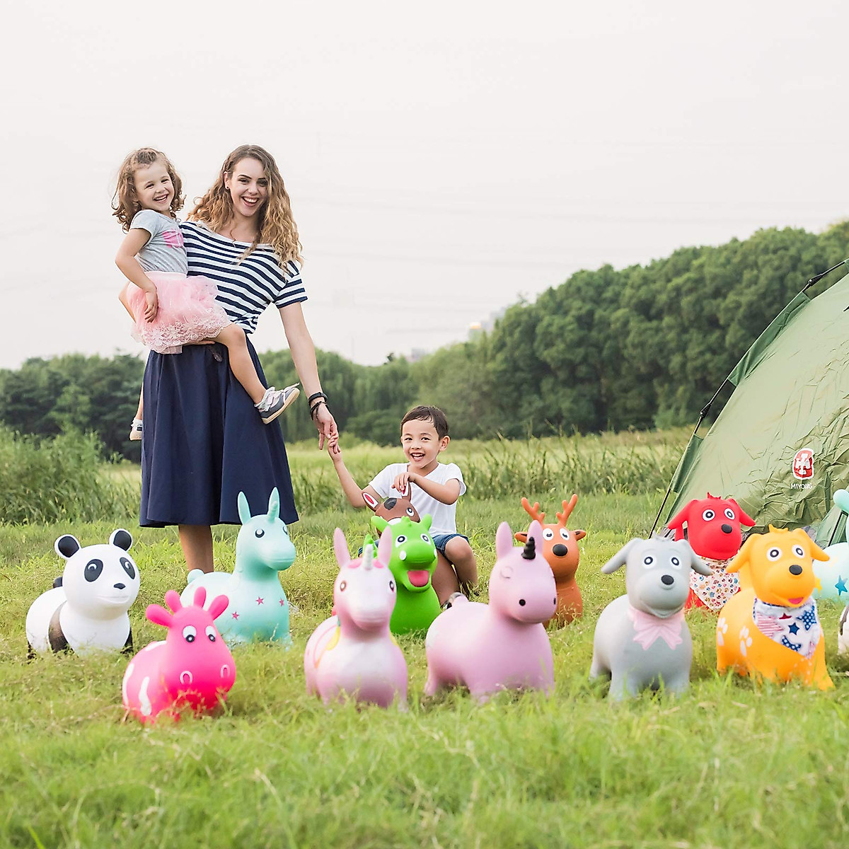 INPANY Bouncy Horse Hopper - Inflatable Jumping Horse, Ride on Rubber Bouncing Animal Toys for Kids/Toddlers/Children/Boys/Girls (Pump Included)