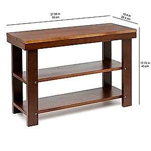 Amazon Basics Solid Pine Wood Entryway Shoe Rack Bench - Espresso