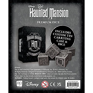 USAOPOLY Disney The Haunted Mansion Premium Dice Set | Collectible d6 Dice | Custom Dice with Collectible Tin Case | Officially Licensed Disney 6-Sided Dice