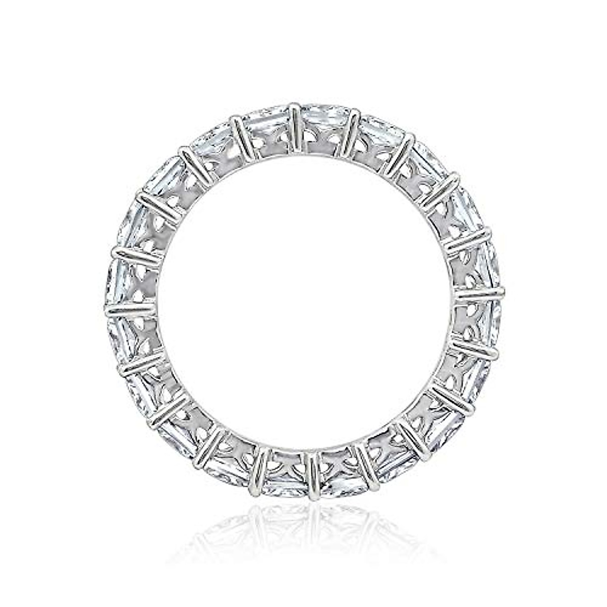 Amazon Essentials Platinum Plated Sterling Silver Ring set with Princess Cut Infinite Elements Cubic Zirconia (7.5 cttw), Size 9, (previously Amazon Collection)