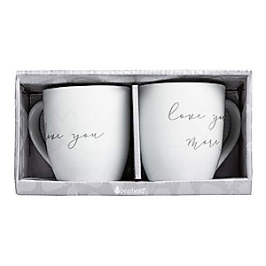 Pearhead Wedding Love You and Love You More Mug Set, Couple Coffee Mugs, Gift for Newlyweds and Brides to Be, Anniversary, Engagement, Wedding Keepsake, White