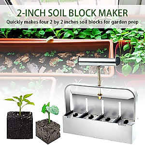 Upgraded Genuine Soil Block Maker, Handheld Seeding Soil Blocker, Soil Blocking Tool, Quad Soil Blocker – Come with 12Pcs of Seed Pins
