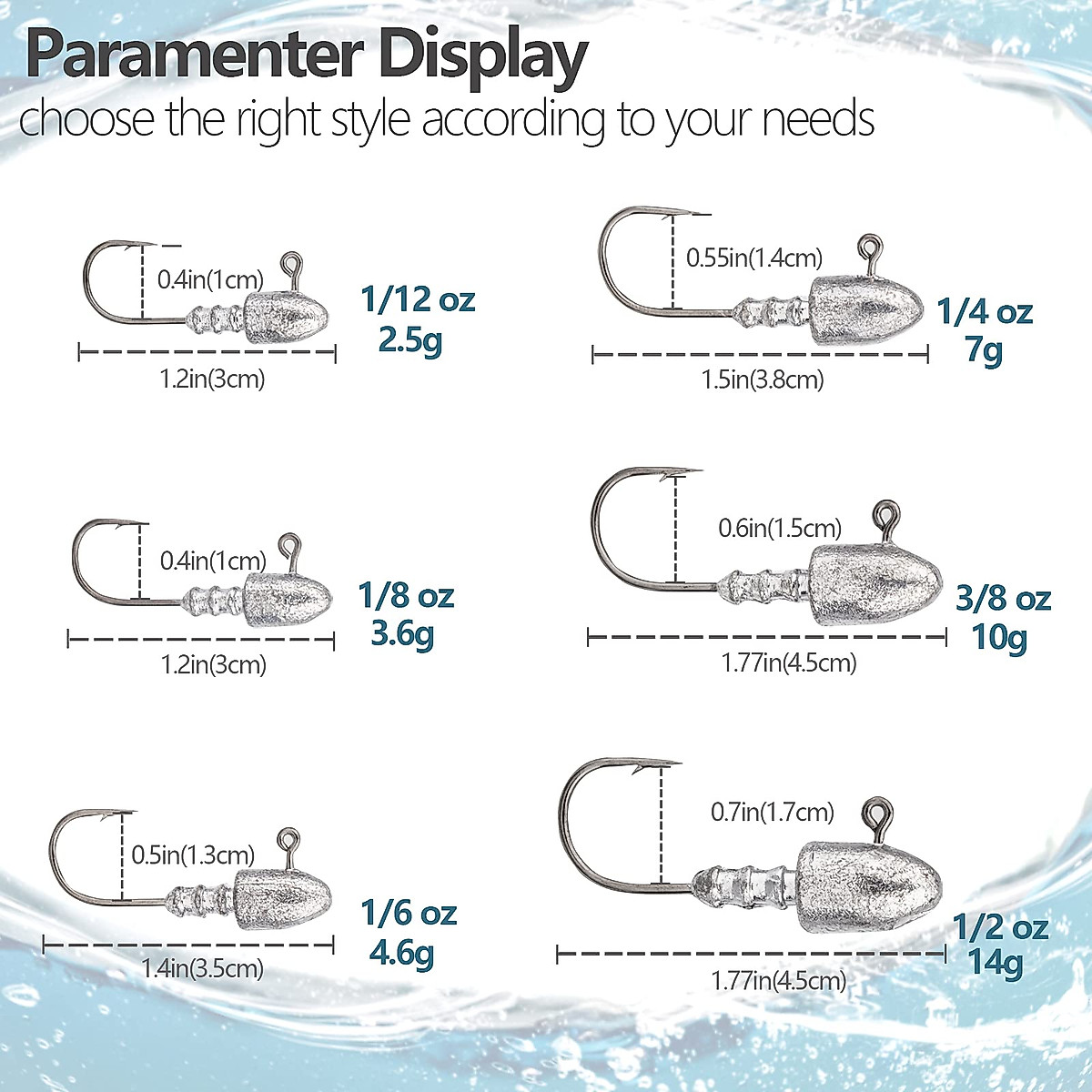 THKFISH Bullet Jig Heads for Bass Crappie Fishing Saltwater Freshwater Walleye Panfish Jigs Swimbait Jig Head Hooks for Bass Trout 1/4oz (7g) 20pcs