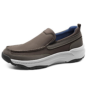 Mens Slip on Shoes, Casual Walking Loafers with Arch Support, Orthopedic Slip in Sneakers Lightweight Non Slip Taupe