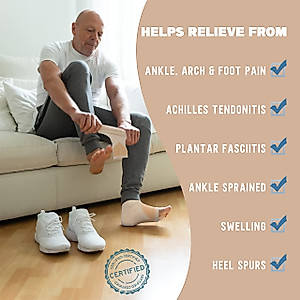 Keskale 3 Pairs Ankle Compression Sleeves for Women & Men - Ankle Foot Brace for Injury Recovery, Open toe Neuropathy Socks, Toeless Ankle Compression Socks for Plantar Fasciitis (Beige, M)