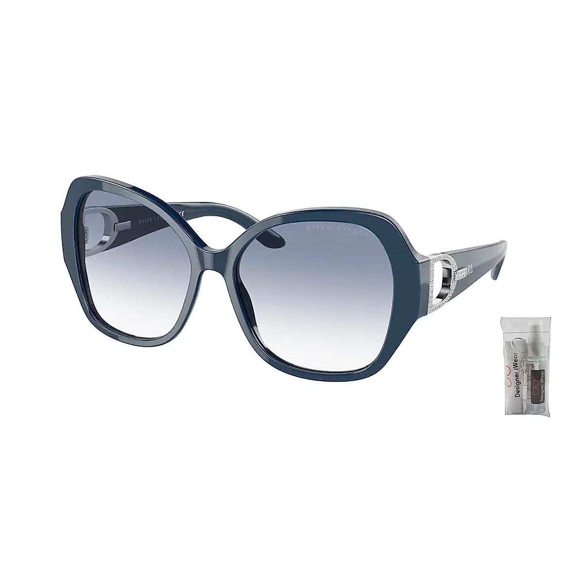 Ralph Lauren RL8202B 546519 57MM Shiny Navy Blue/Gradient Blue/Clear Cateye Sunglasses for Women + BUNDLE With Designer iWear Eyewear Kit