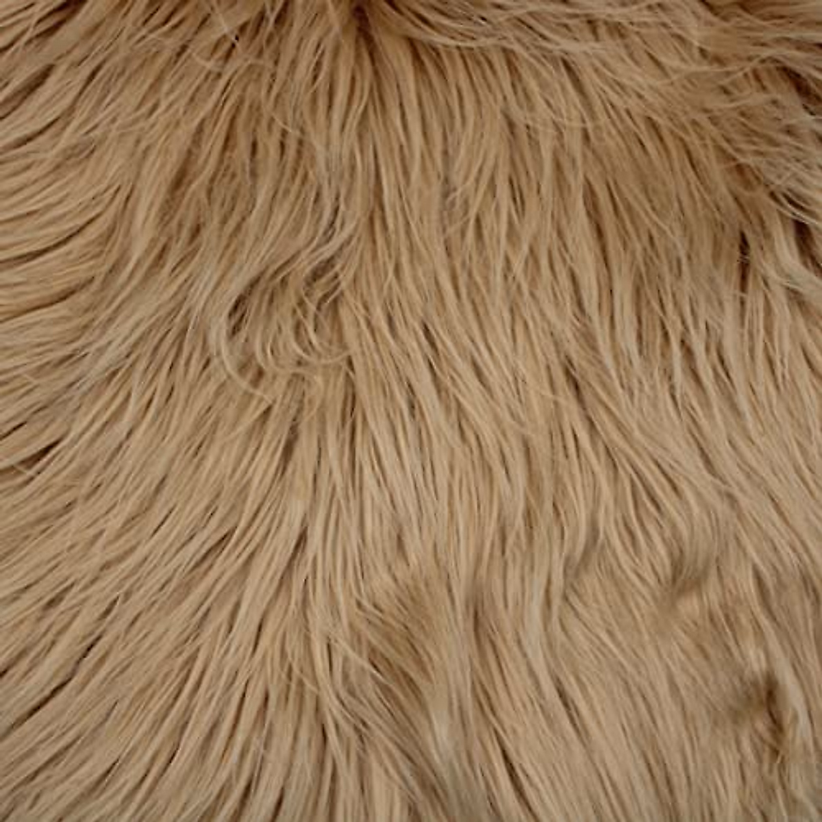 Texco Faux Fur Fabric Long Pile Mongolian, Camel 1 Yard