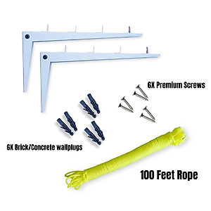 SILAK Wall Mounted Clothes Drying Rack - Foldable Laundry Drying Rack with 100 ft Rope, Space Saving Wall Clothes Dryer Rack (White, Design-2)