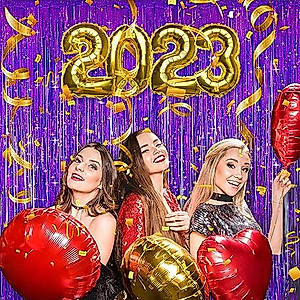 LIKAJON 3 Pack 3.3x8.2 Feet Purple Backdrop for Purple Party Decorations, Purple Metallic Tinsel Foil Fringe Curtains, Purple Fringe Backdrop for Graduation Baby Shower Gender Reveal Disco Party