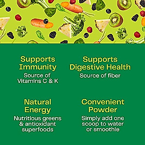 Amazing Grass Greens Blend Superfood: Super Greens Powder Smoothie Mix with Organic Spirulina, Chlorella, Beet Root Powder, Digestive Enzymes & Probiotics, Original, 60 Servings