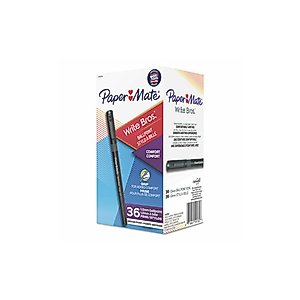 Paper Mate Ballpoint Pens, Write Bros. Grip Black Ink Pens, Medium Point (1.0mm), 36 Count