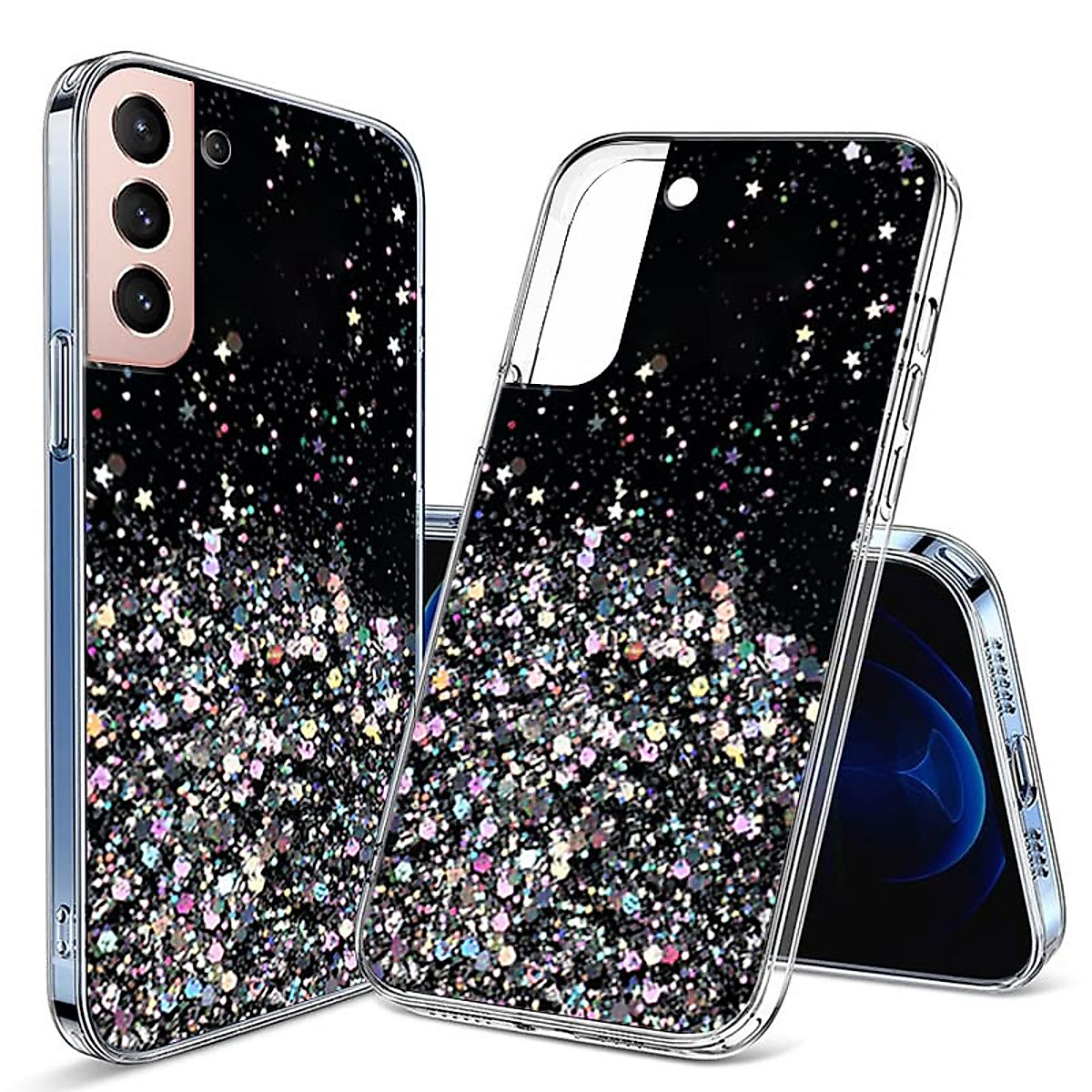 for Samsung Galaxy S20 Case Silicone，Clear Samsung S20 5G Phone Case Speck, Ultra Slim 0.3mm Soft Shockproof Protective Glitter Cute Phone Cover for Women Green (Black)
