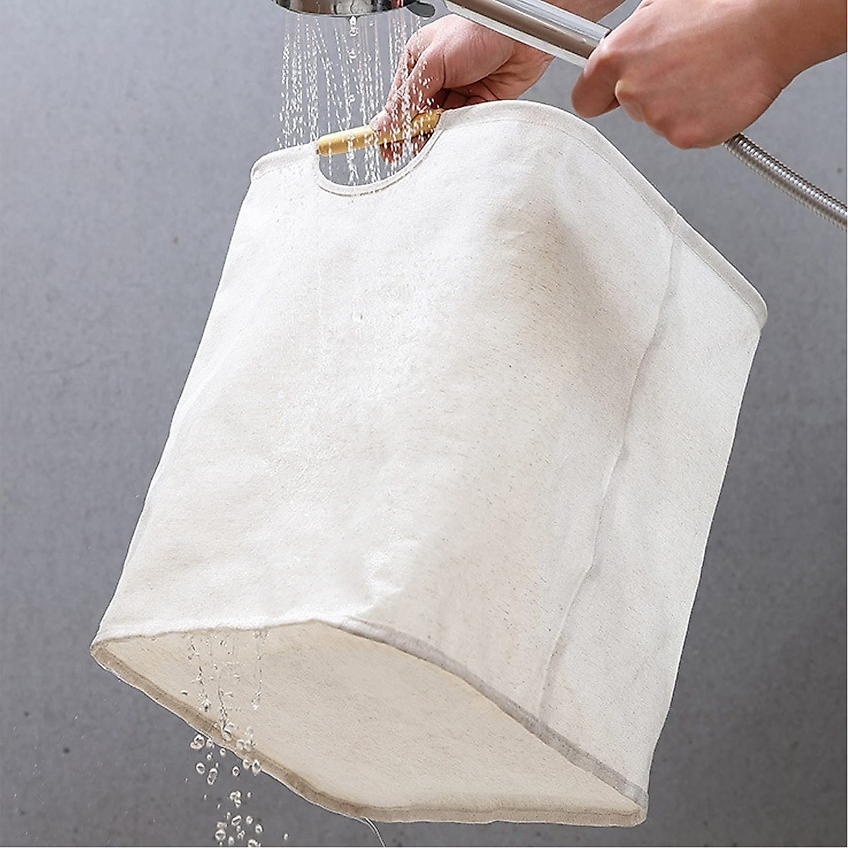 Large Laundry Basket Waterproof Laundry Hamper with Wooden Handle Dirty Clothes Basket Storage Basket Laundry Bin for Household Bathroom(Small)