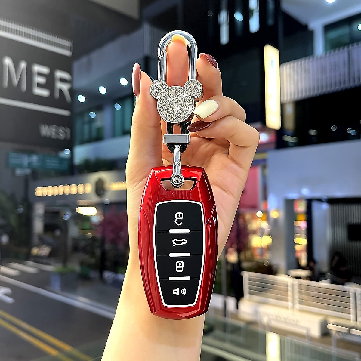 Savzokiw Key Chain with (2 Extra Key Rings) cute Car Keychain for Men and Women (Silver)